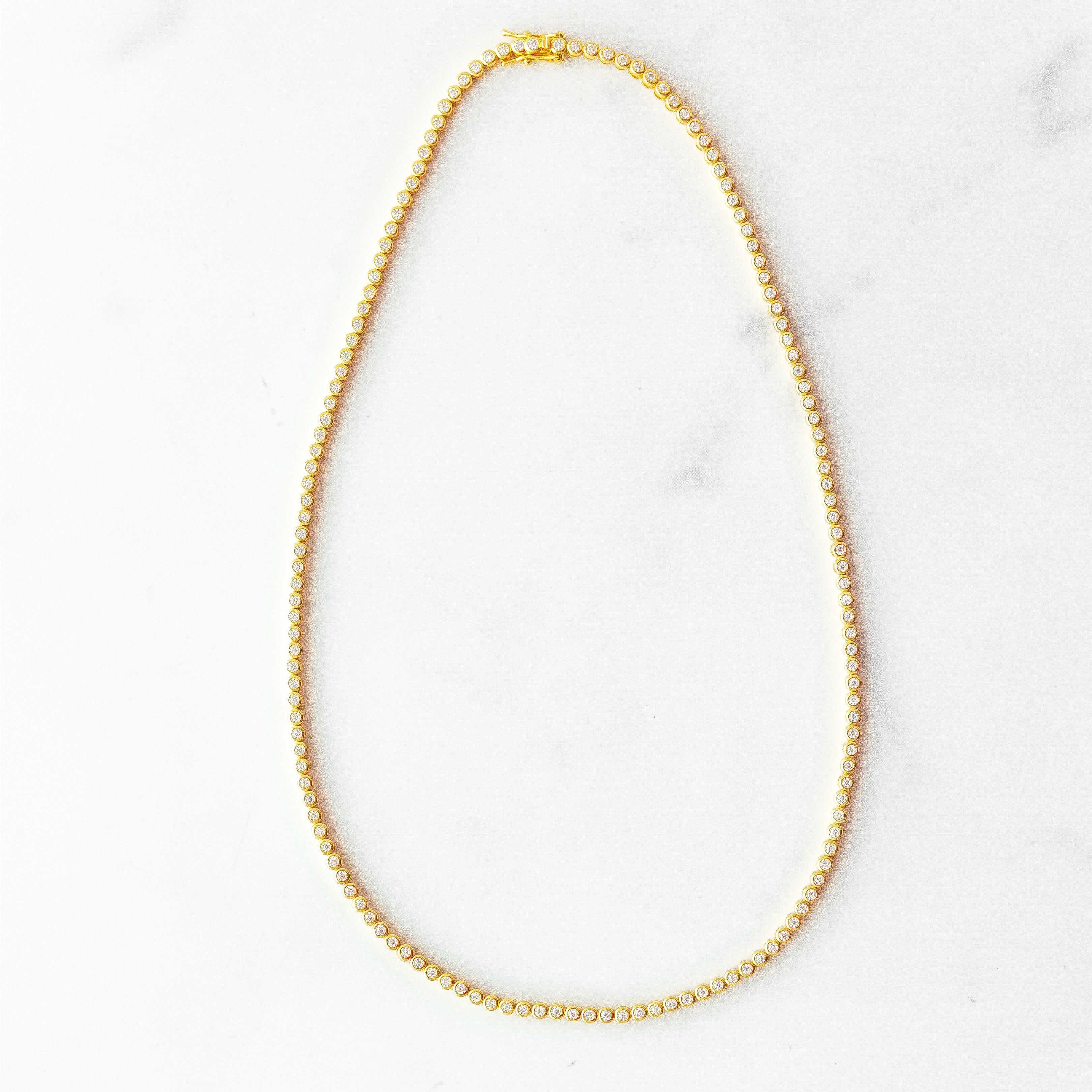 Bezel Tennis Necklace | 1 mm Lab Grown Diamonds – Golden Thread, Inc.