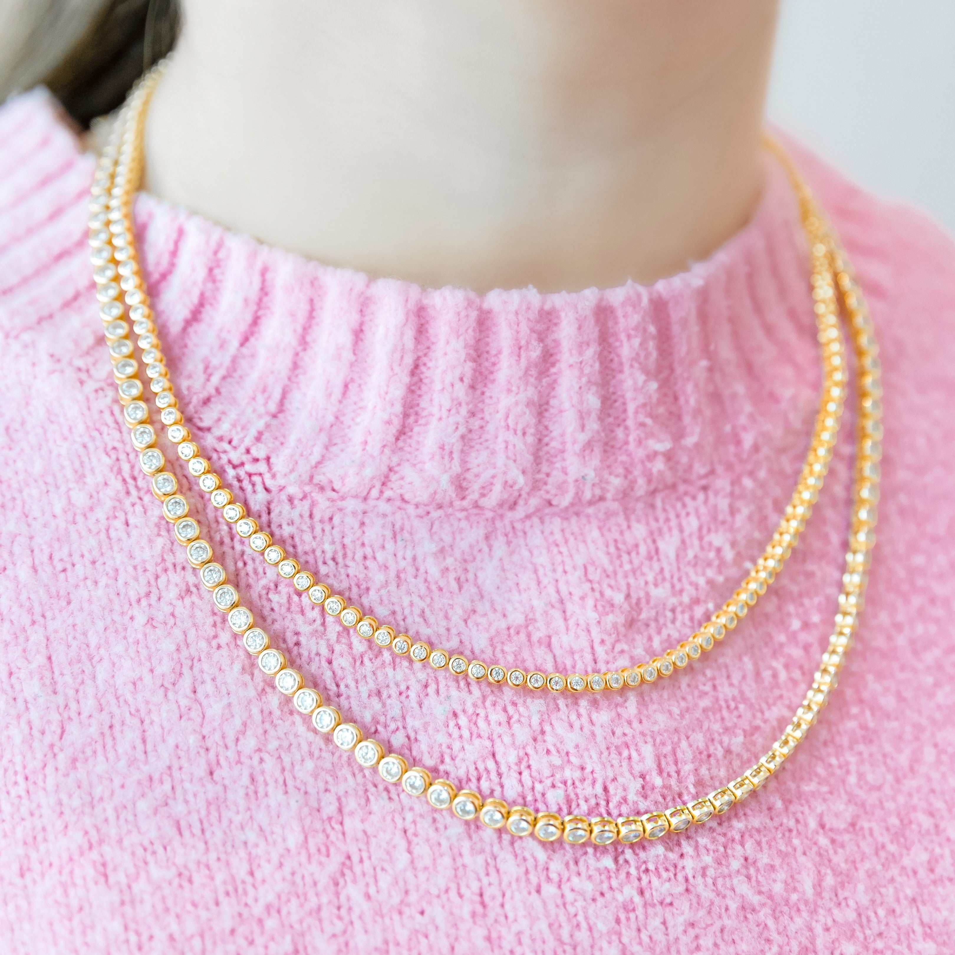 Bezel Tennis Necklace | 1 mm Lab Grown Diamonds – Golden Thread, Inc.