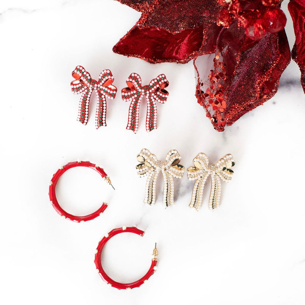 Red Bow Earrings – Golden Thread, Inc.