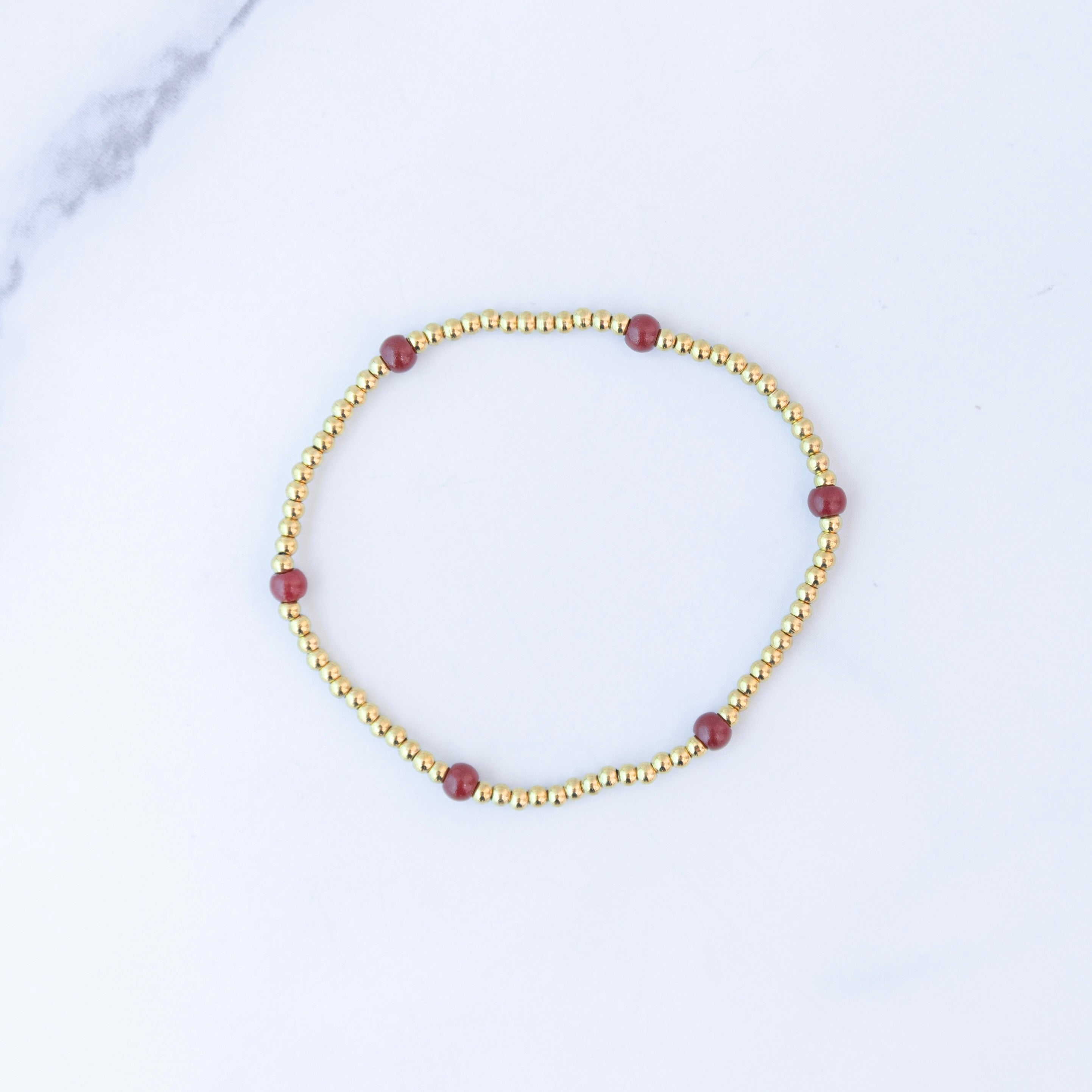 Gold Seed Bead Stacking Bracelets | Maroon – Golden Thread, Inc.